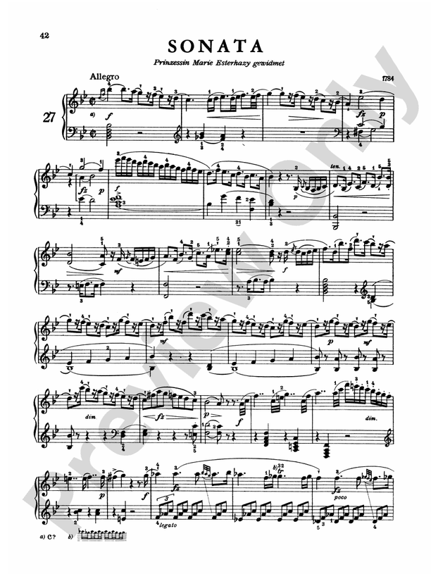 Haydn: Sonatas (Volume III): 27. Sonata in B flat Major Part - Digital Sheet Music Download
