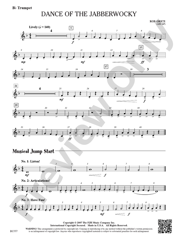Dance of the Jabberwocky: B-flat Trumpet: B-flat Trumpet Part: Rob ...