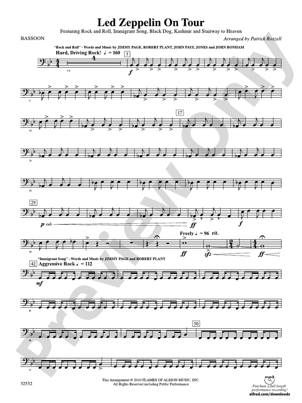 Led Zeppelin on Tour: Bassoon: Bassoon Part - Digital Sheet Music Download
