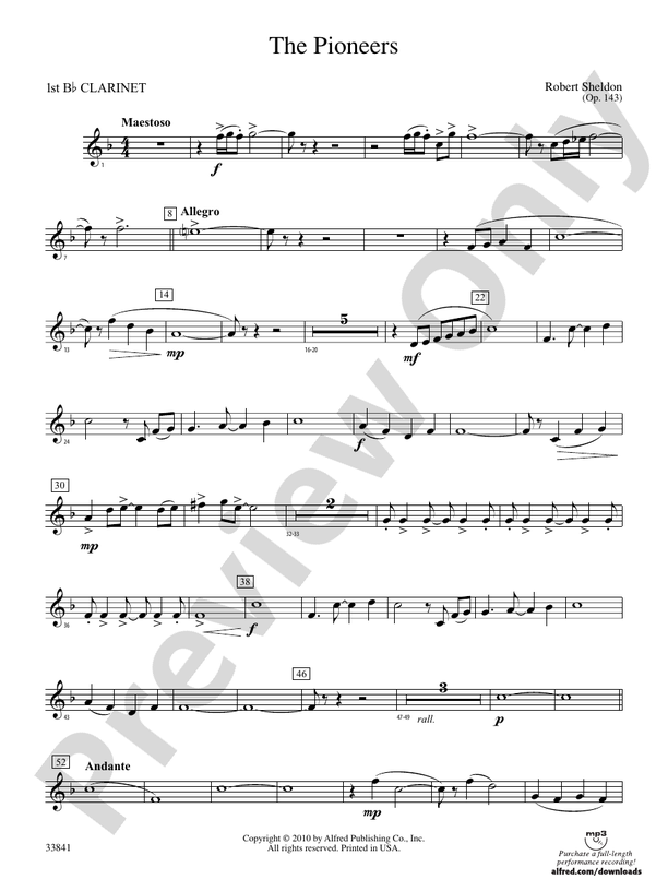 The Pioneers: 1st B-flat Clarinet: 1st B-flat Clarinet Part - Digital Sheet Music Download