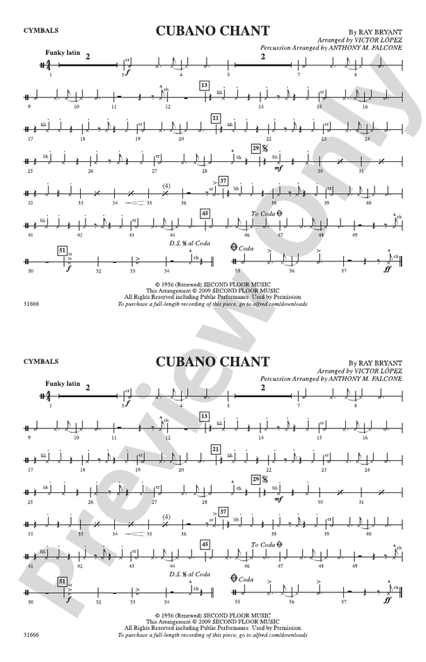 Cubano Chant: Cymbals: Cymbals Part - Digital Sheet Music Download