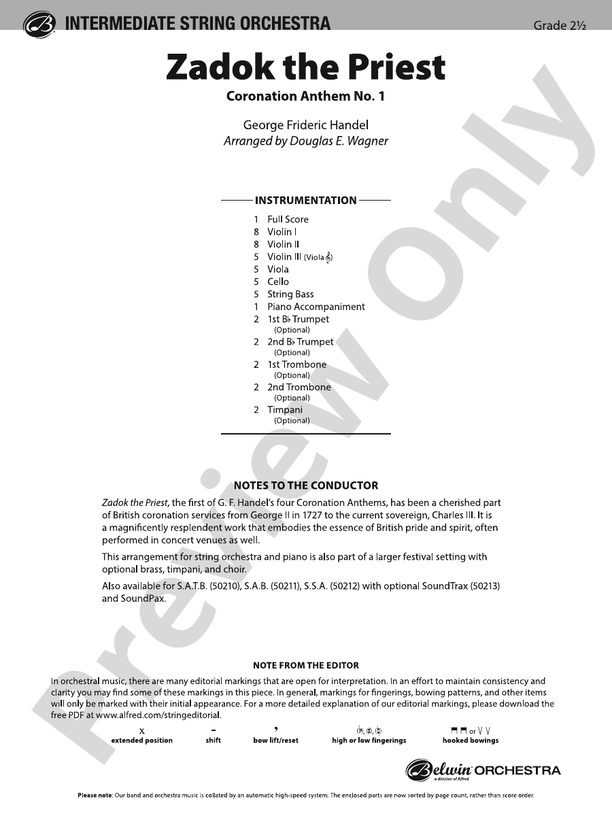 Zadok the Priest: Score: String Orchestra Score - Digital Sheet Music ...