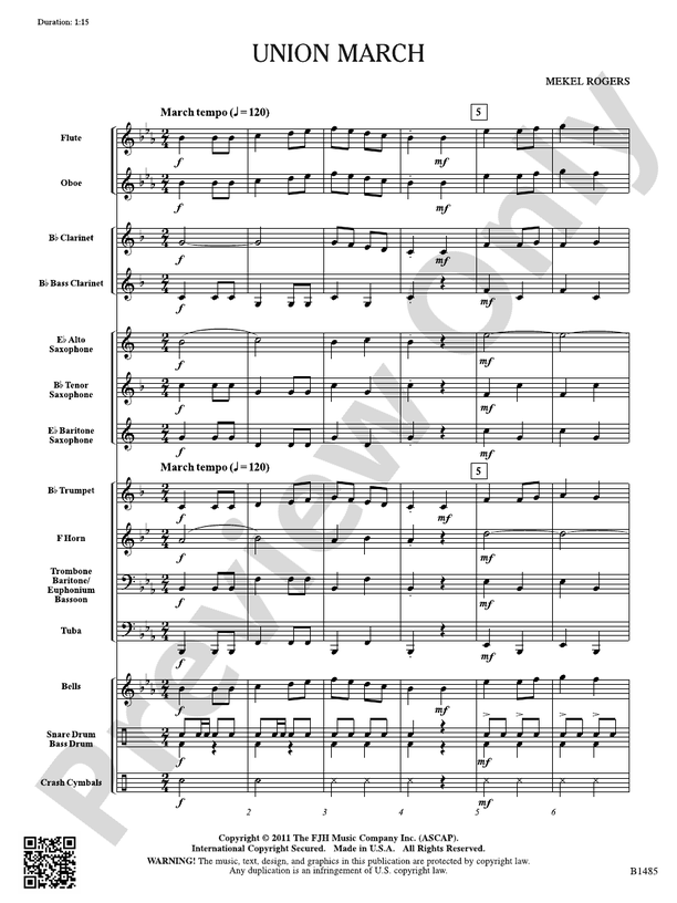 Union March: Score: Concert Band Score: Mekel Rogers - Digital Sheet ...