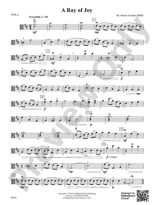 A Ray of Joy: Viola: Viola Part - Digital Sheet Music Download