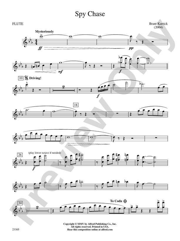 Spy Chase: Flute: Flute Part - Digital Sheet Music Download