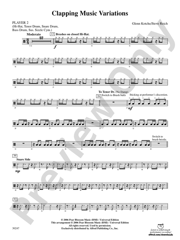 Clapping Music Variations: 2nd Percussion: 2nd Percussion Part ...