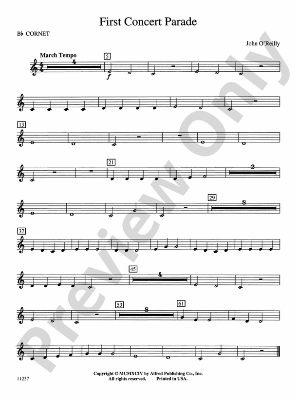 First Concert Parade: 1st B-flat Cornet: 1st B-flat Cornet Part - Digital Sheet Music Download