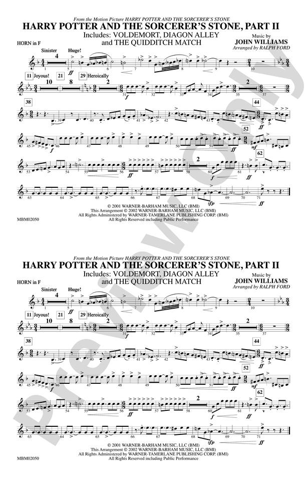 Harry Potter and the Sorcerer's Stone, Part II: 1st F Horn: 1st F Horn ...