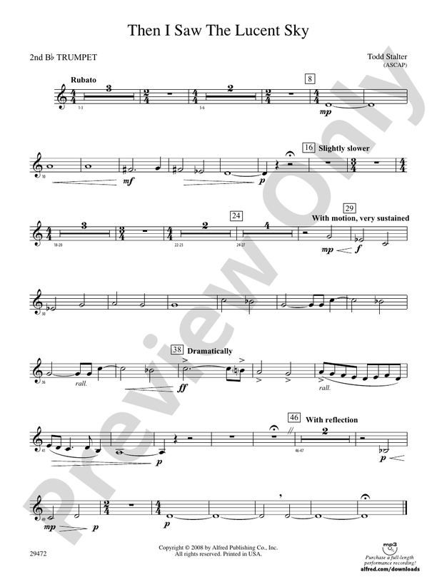 Then I Saw the Lucent Sky: 2nd B-flat Trumpet: 2nd B-flat Trumpet Part - Digital Sheet Music ...