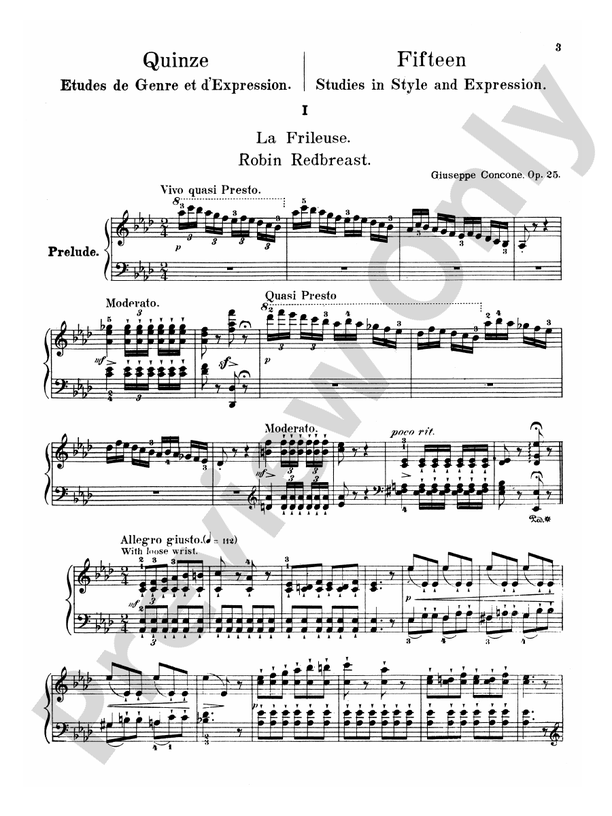 Concone: Fifteen Studies in Style and Expression, Op. 25: Piano Book ...