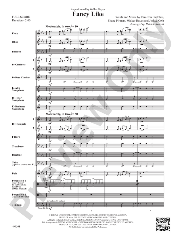 Fancy Like: Score: Concert Band Score - Digital Sheet Music Download