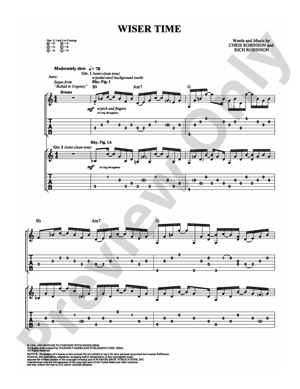 Wiser Time: Guitar TAB: The Black Crowes - Digital Sheet Music Download
