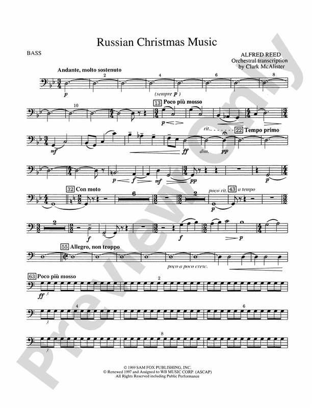 Russian Christmas Music: String Bass: String Bass Part - Digital Sheet ...