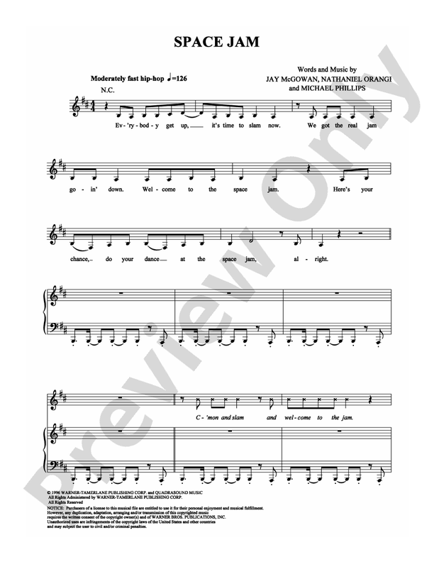 Space Jam: Piano/Vocal/Chords: Jay McGowan - Digital Sheet Music Download