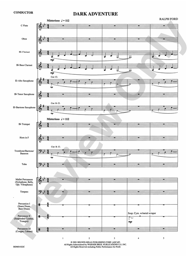Dark Adventure: Score: Concert Band Score - Digital Sheet Music Download