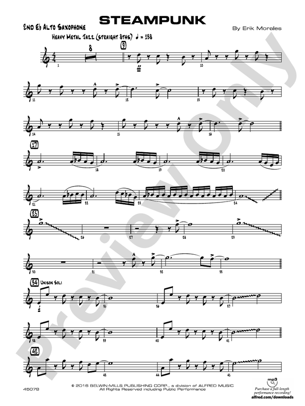 Steampunk: 2nd E-flat Alto Saxophone: 2nd E-flat Alto Saxophone Part - Digital Sheet Music Download