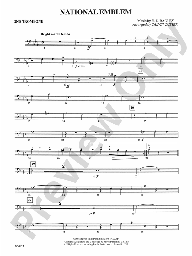 National Emblem: 2nd Trombone: 2nd Trombone Part - Digital Sheet Music Download