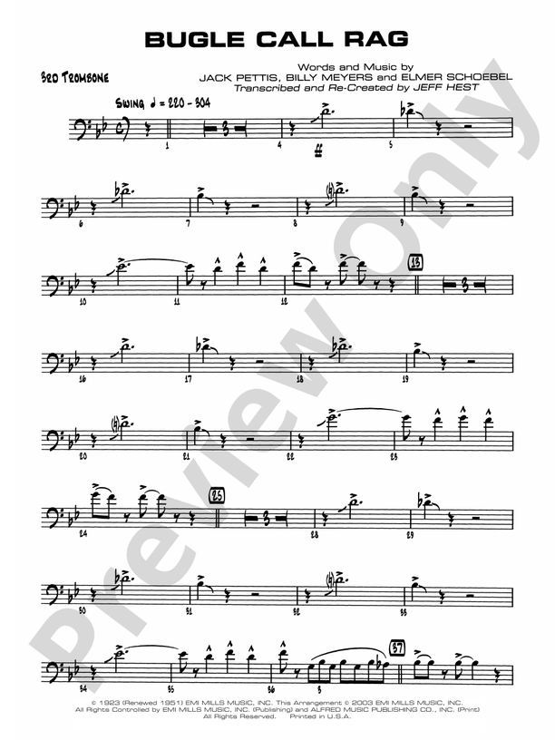 Bugle Call Rag: 3rd Trombone: 3rd Trombone Part - Digital Sheet Music ...
