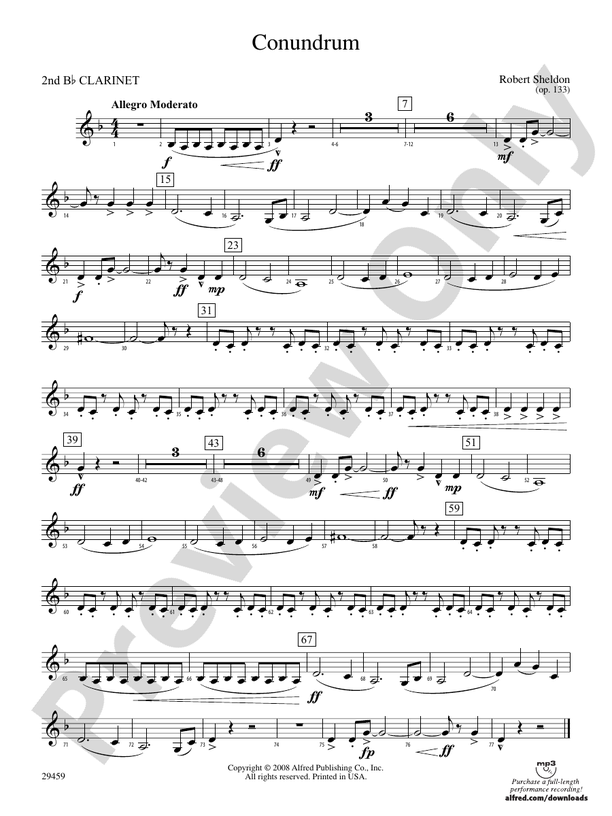 Conundrum: 2nd B-flat Clarinet: 2nd B-flat Clarinet Part - Digital ...