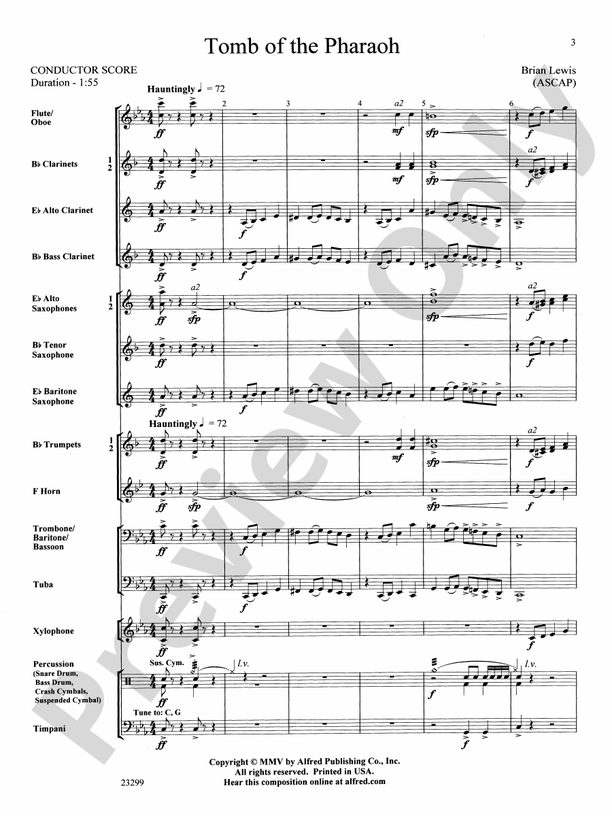 Tomb of the Pharaoh: Concert Band Conductor Score & Parts: Brian Lewis ...