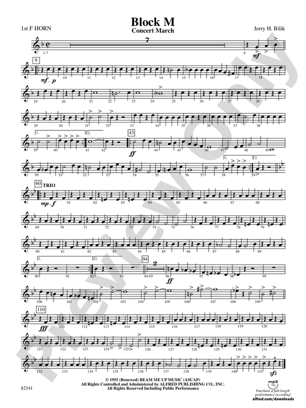 Block M: 1st F Horn: 1st F Horn Part - Digital Sheet Music Download