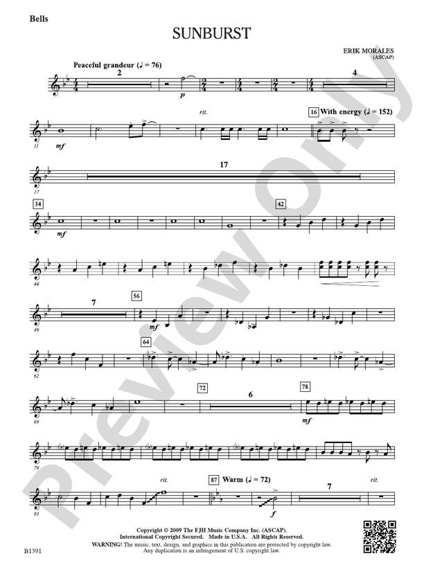 Sunburst: Bells: Bells Part: Erik Morales - Digital Sheet Music Download