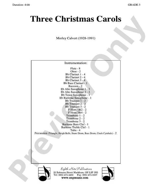 Three Christmas Carols: Score: Concert Band Score - Digital Sheet Music ...