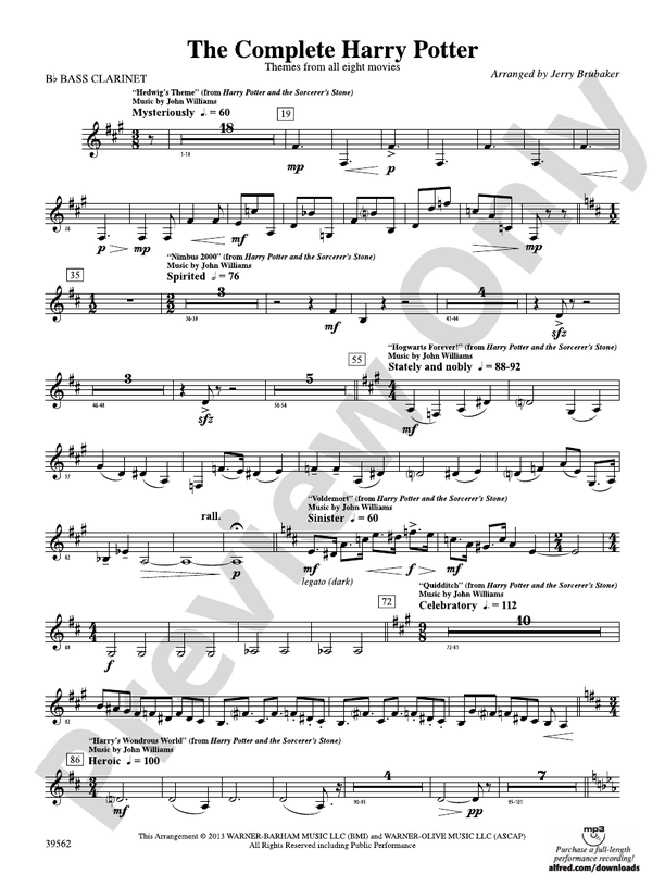 The Complete Harry Potter: B-flat Bass Clarinet: B-flat Bass Clarinet ...