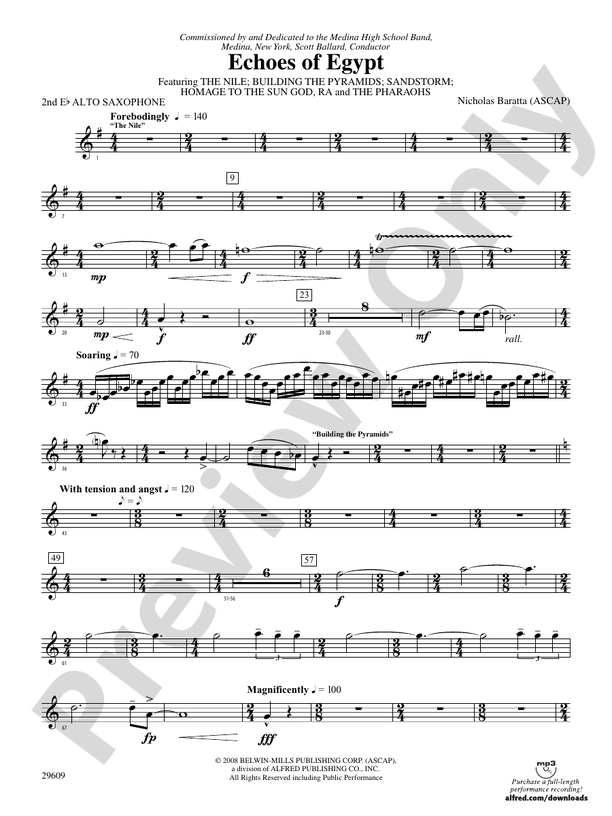 Echoes of Egypt: 2nd E-flat Alto Saxophone: 2nd E-flat Alto Saxophone ...