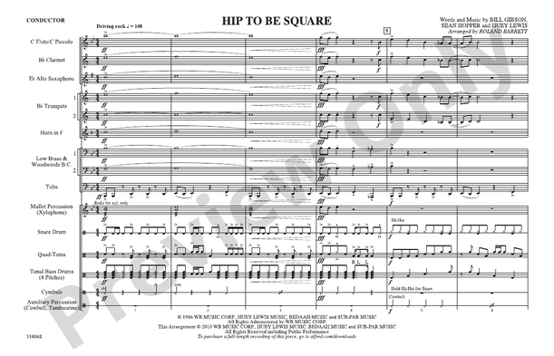 Hip to Be Square: Score: Marching Band Score - Digital Sheet Music Download