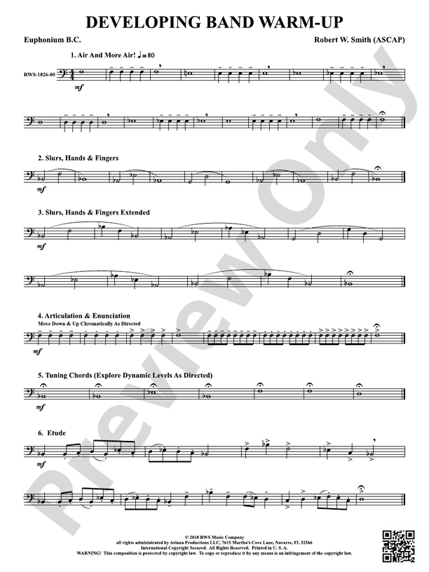 Developing Band Warm-Up: Baritone B.C.: Baritone B.C. Part: Robert W ...