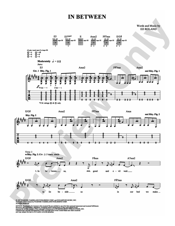 In Between: Guitar TAB: Collective Soul - Digital Sheet Music Download