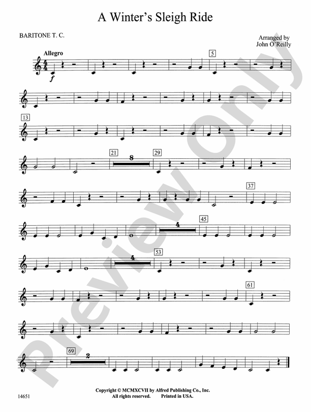 A Winter's Sleighride: Baritone T.C.: Baritone T.C. Part - Digital ...