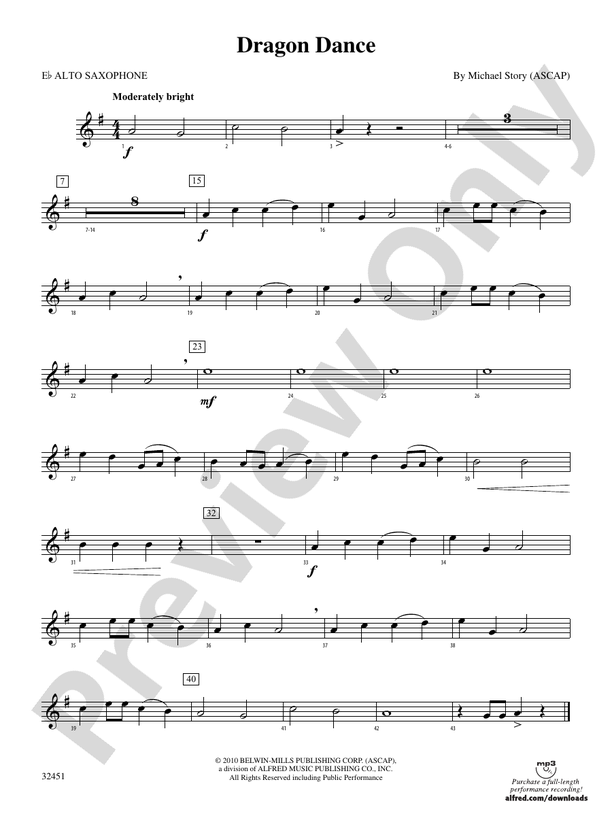 Dragon Dance: E-flat Alto Saxophone: E-flat Alto Saxophone Part ...