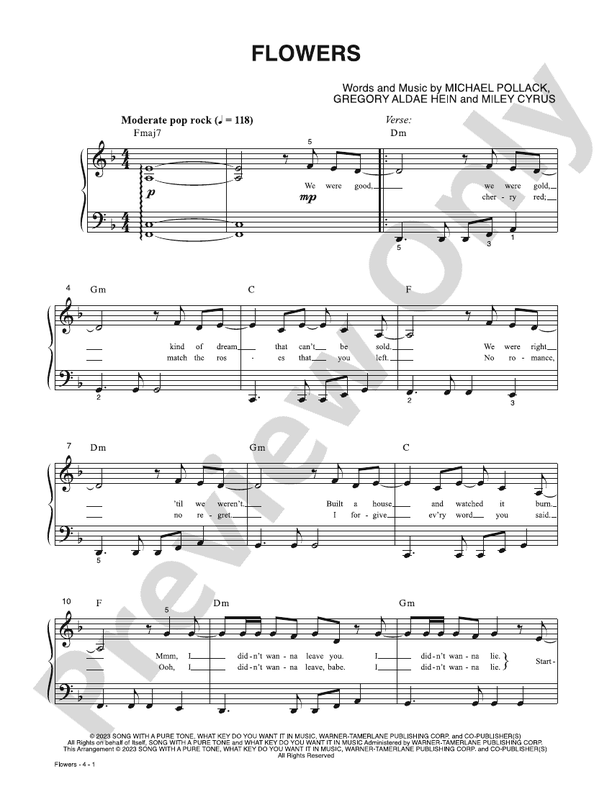 Flowers: Piano: Michael Pollack - Digital Sheet Music Download