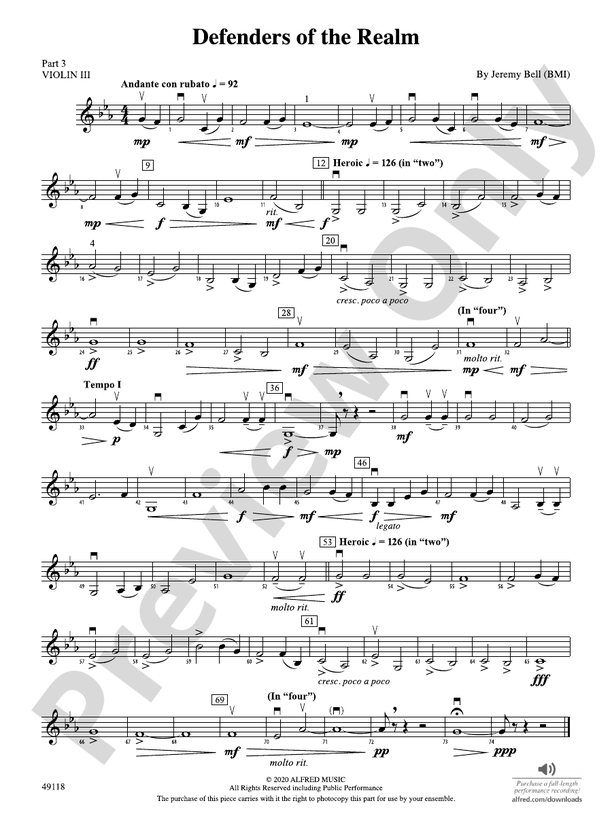 Defenders of the Realm: Part 3 - Violin I: Part 3 - Violin I Part ...