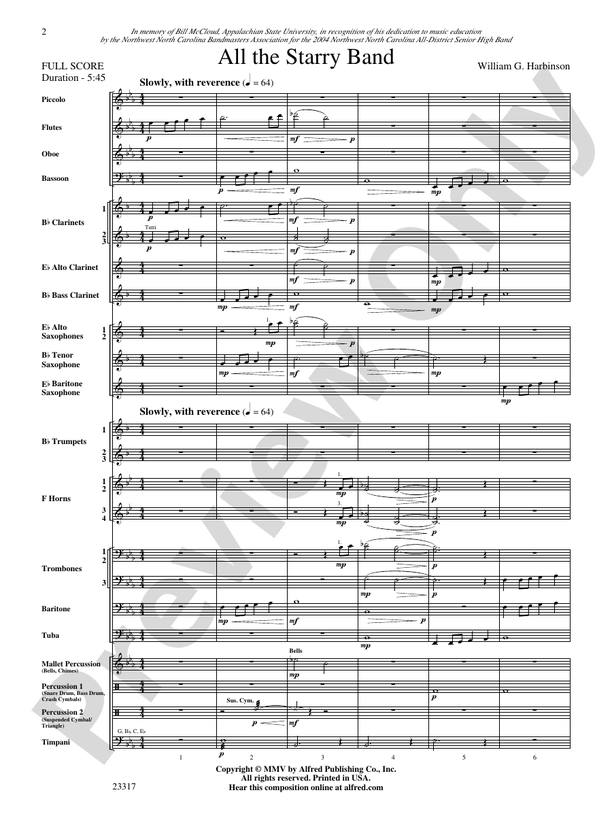 All the Starry Band: Concert Band Conductor Score & Parts: William G ...
