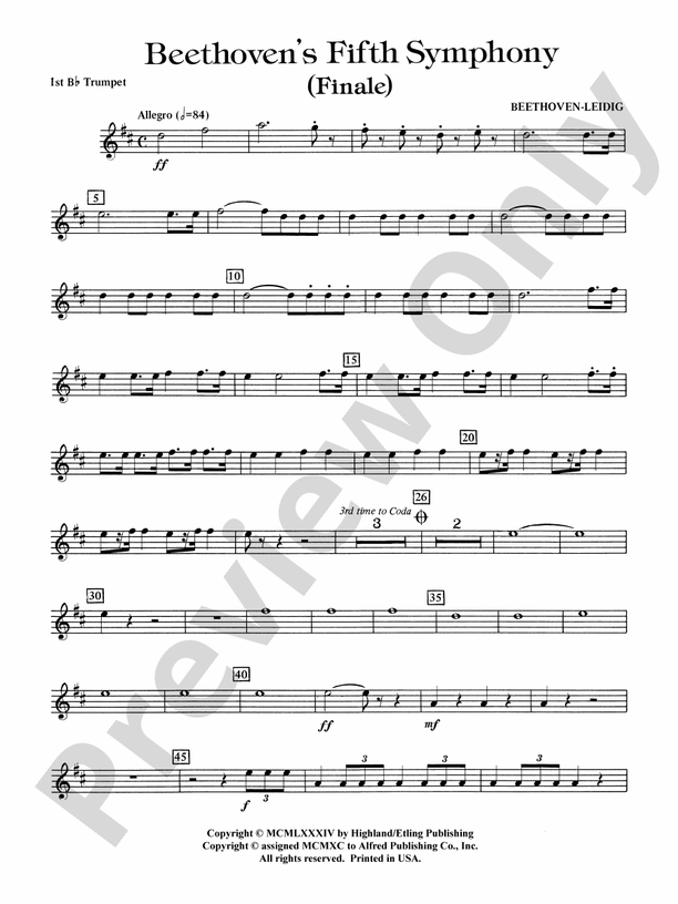 Beethoven's 5th Symphony, Finale: 1st B-flat Trumpet: 1st B-flat ...