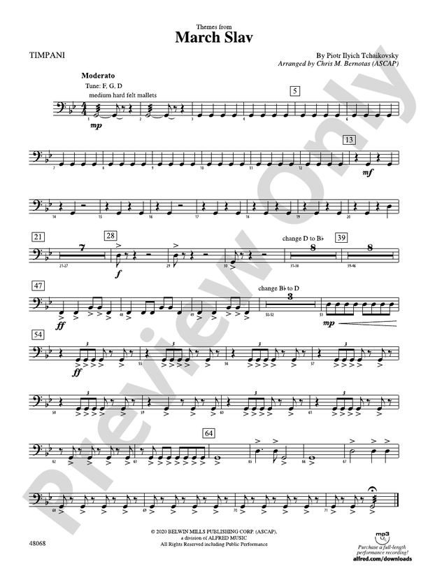 March Slav: Timpani: Timpani Part - Digital Sheet Music Download