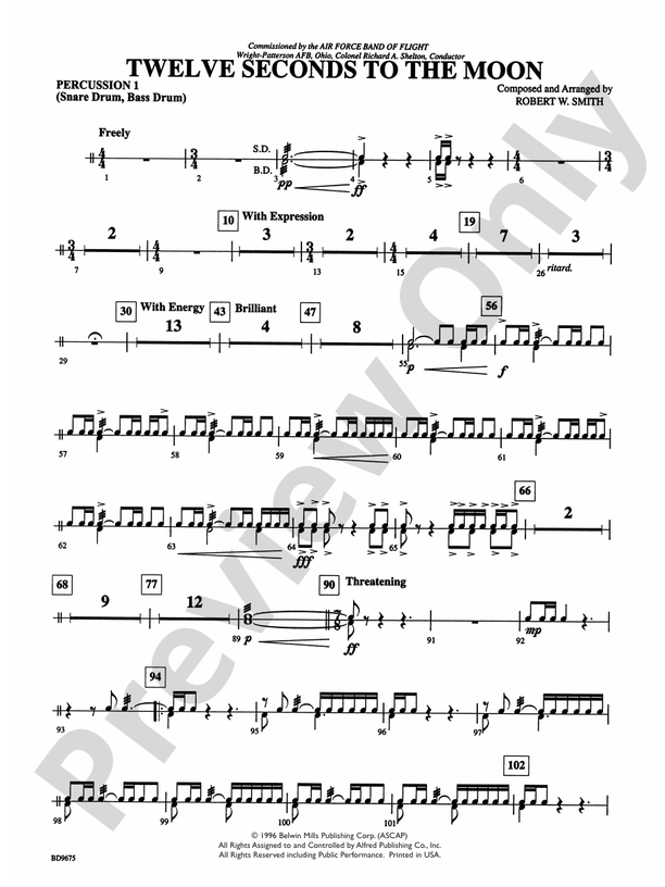 Twelve Seconds to the Moon: 1st Percussion: 1st Percussion Part - Digital Sheet Music Download