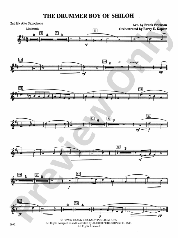 The Drummer Boy of Shiloh: 2nd E-flat Alto Saxophone: 2nd E-flat Alto ...