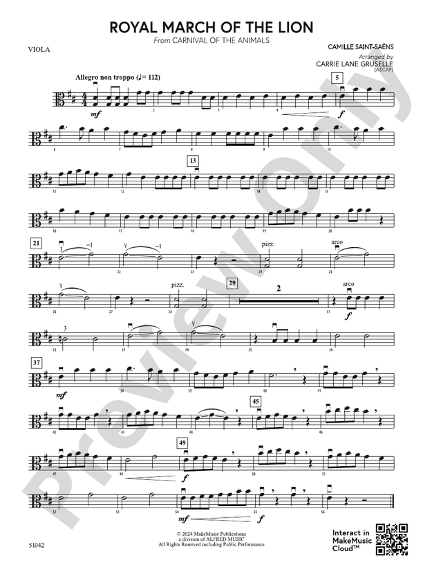 Royal March of the Lion: Viola: Viola Part - Digital Sheet Music Download