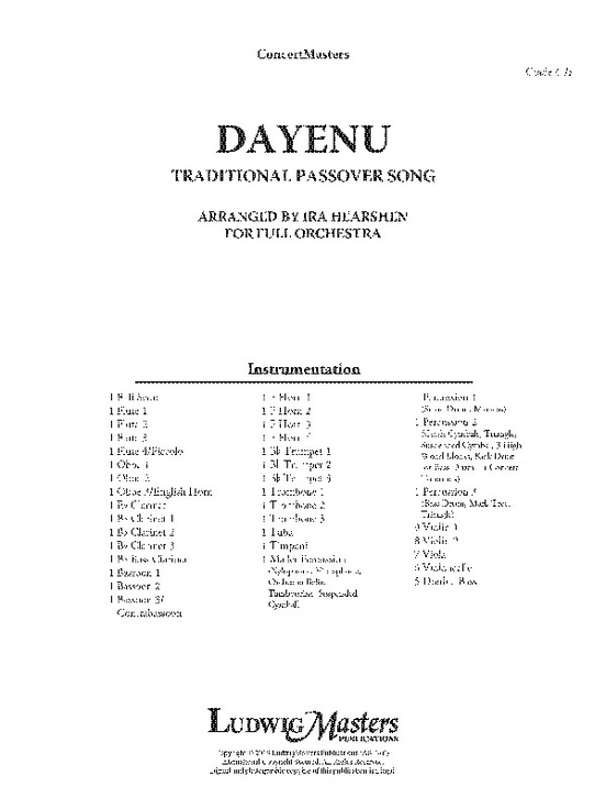 Dayenu: Full Orchestra Conductor Score: Ira Hearshen | Sheet Music