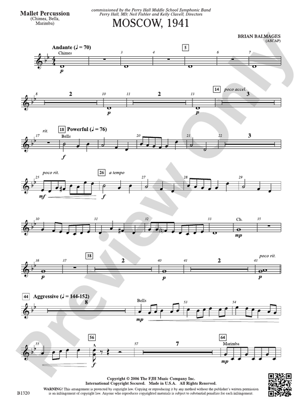 Moscow, 1941: Mallet Percussion: Mallet Percussion Part: Brian Balmages ...