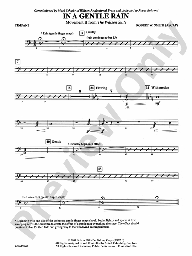 In a Gentle Rain (Movement II from the Willson Suite): Timpani: Timpani Part - Digital Sheet ...