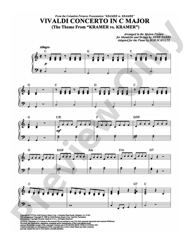 Concerto In C Major: Piano: Antonio Vivaldi - Digital Sheet Music Download