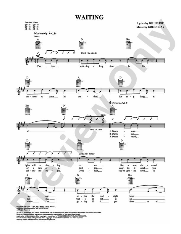 Waiting: Guitar TAB: Green Day - Digital Sheet Music Download