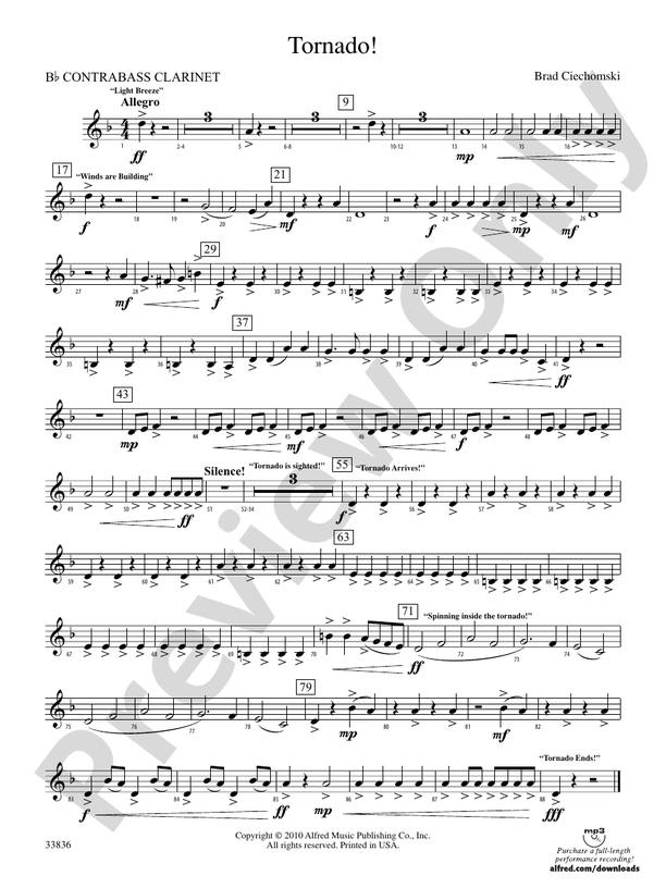 Tornado!: (wp) B-flat Contrabass Clarinet: (wp) B-flat Contrabass Clarinet World Part - Digital ...