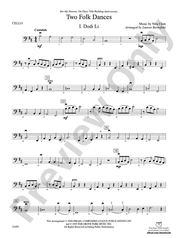 Two Folk Dances: Cello: Cello Part - Digital Sheet Music Download