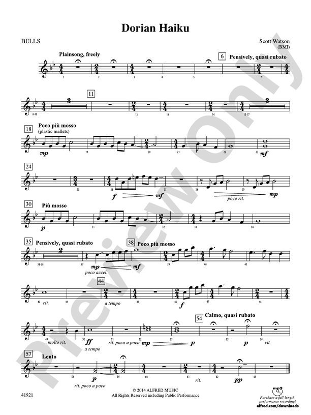 Dorian Haiku: Bells: Bells Part - Digital Sheet Music Download